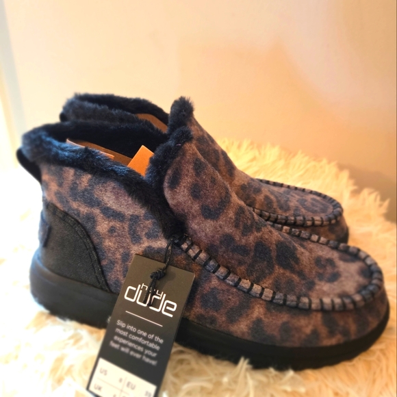 Hey Dude | Shoes | Nwt Hey Dude Womens Denny Leopard Print Fur Wool ...